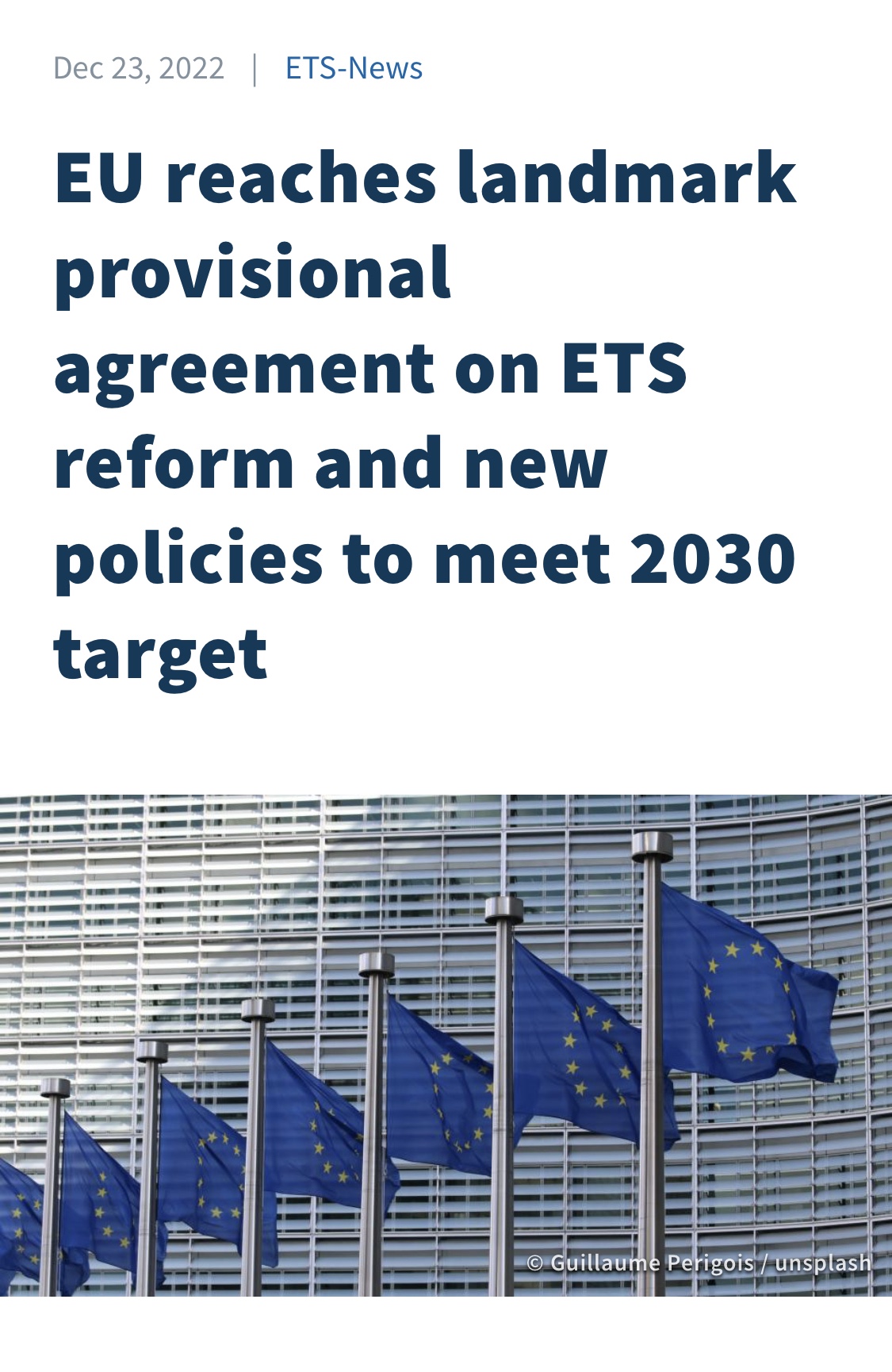 The EU deal includes a more ambitious emissions reduction target for ...